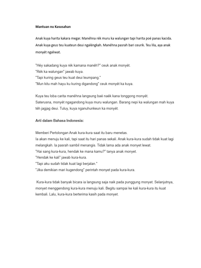 Cerpen Sunda - Mantuan Nu Kasusahan | PDF | Puisi