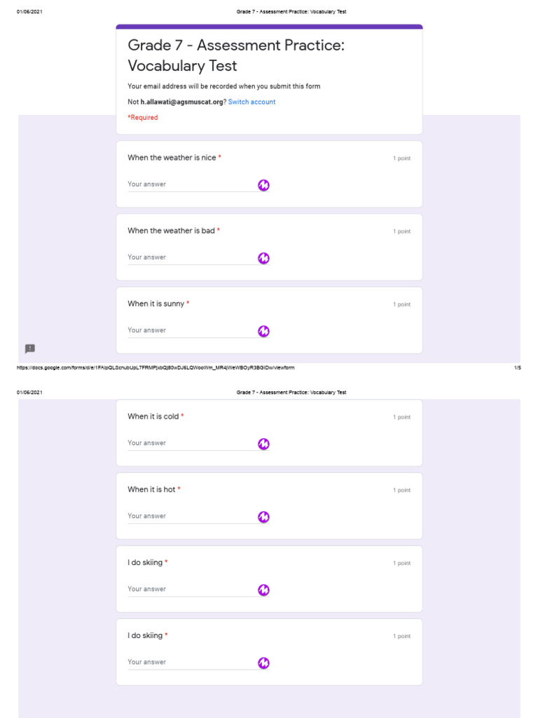 Grade 7 - Assessment Practice - Vocabulary Test | PDF | Earth Sciences