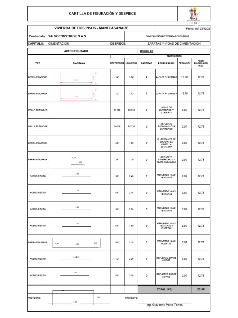 Despiece p1-5 (Piso Cubierta) Modelo Corregido v2 | PDF