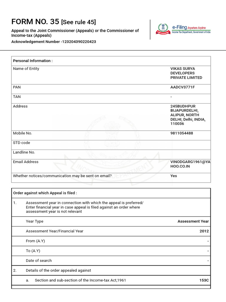 Form 35 - Filed Form | PDF | Taxes | Justice