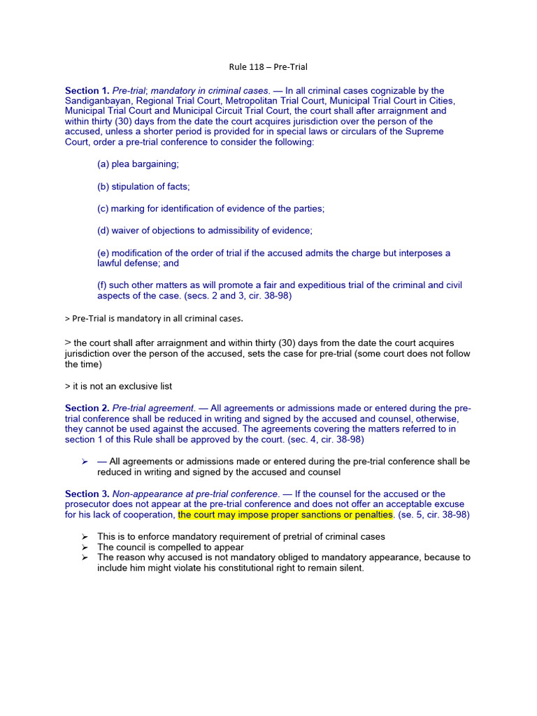 Rule 118 (Pre-Trial) | PDF | Trials | Prosecutor