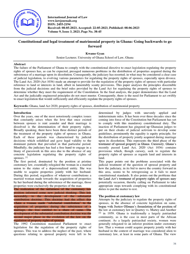 Matrimonial Property | PDF | Marriage | Property