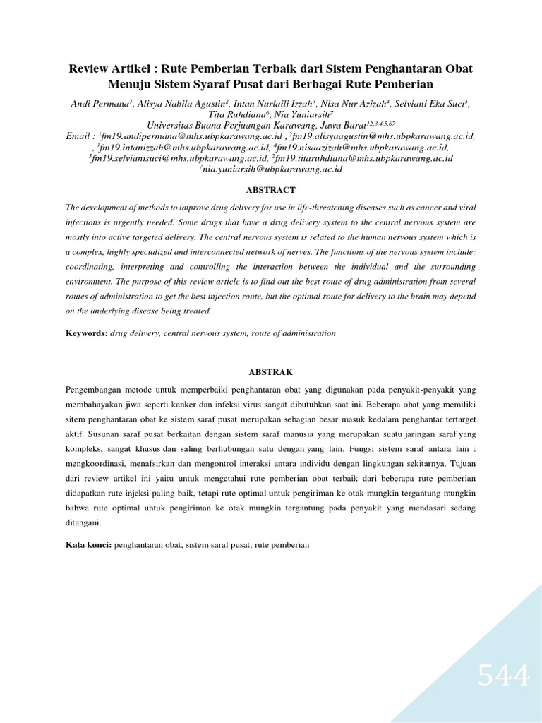 Review Artikel: Rute Pemberian Terbaik Dari Sistem Penghantaran Obat ...