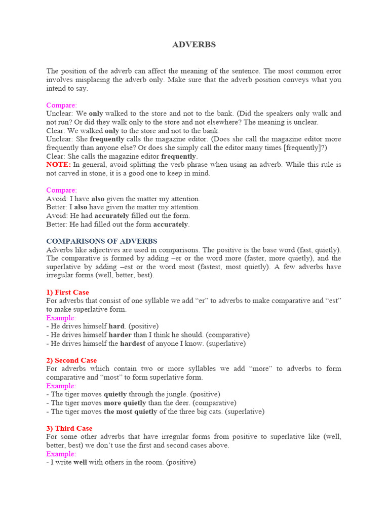 ADVERBS | PDF | Adverb | Verb