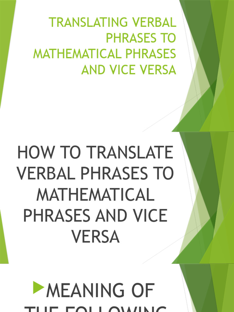 Q3 Lesson5 Translating Verbal Expressions | PDF | Teaching Methods ...
