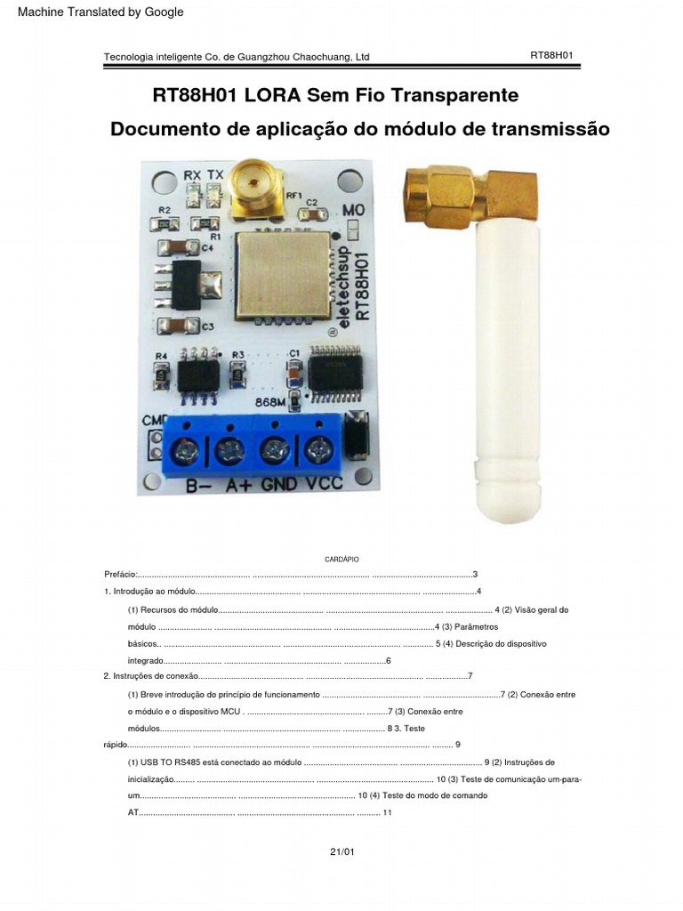 RT88H01 LORA Wireless Transparent Transmission Module Use and ...