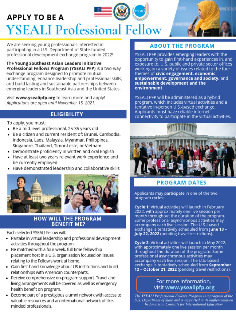 YSEALI PFP Recruitment Flyer | PDF | Sustainability | Travel Visa