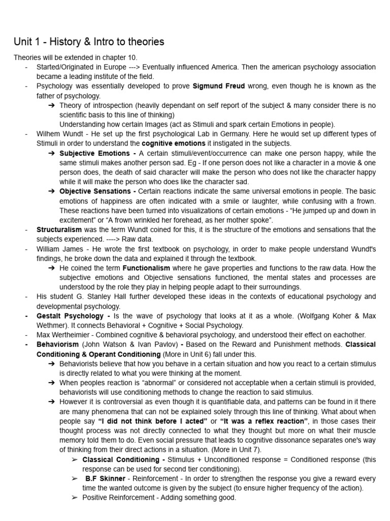 AP Psychology Unit 1 Notes | PDF | Classical Conditioning | Mind AP Psychology Unit 1 Notes | PDF | Classical Conditioning | Mind