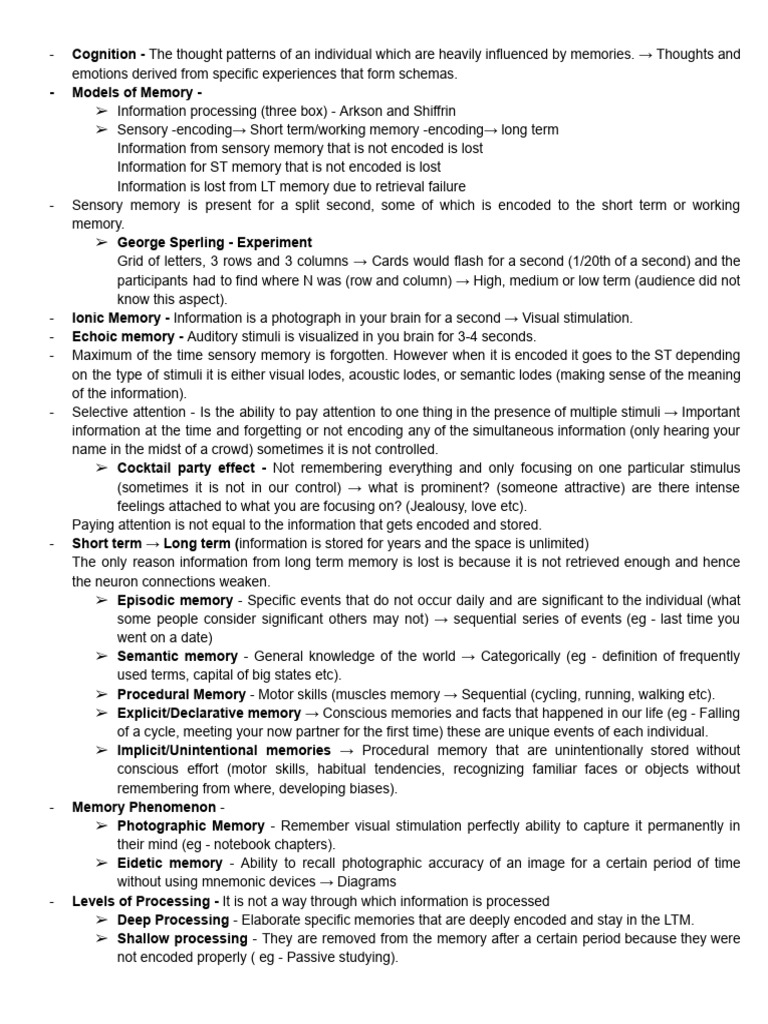 AP Psychology Unit 5 Notes | PDF | Memory | Recall (Memory) AP Psychology Unit 5 Notes | PDF | Memory | Recall (Memory)