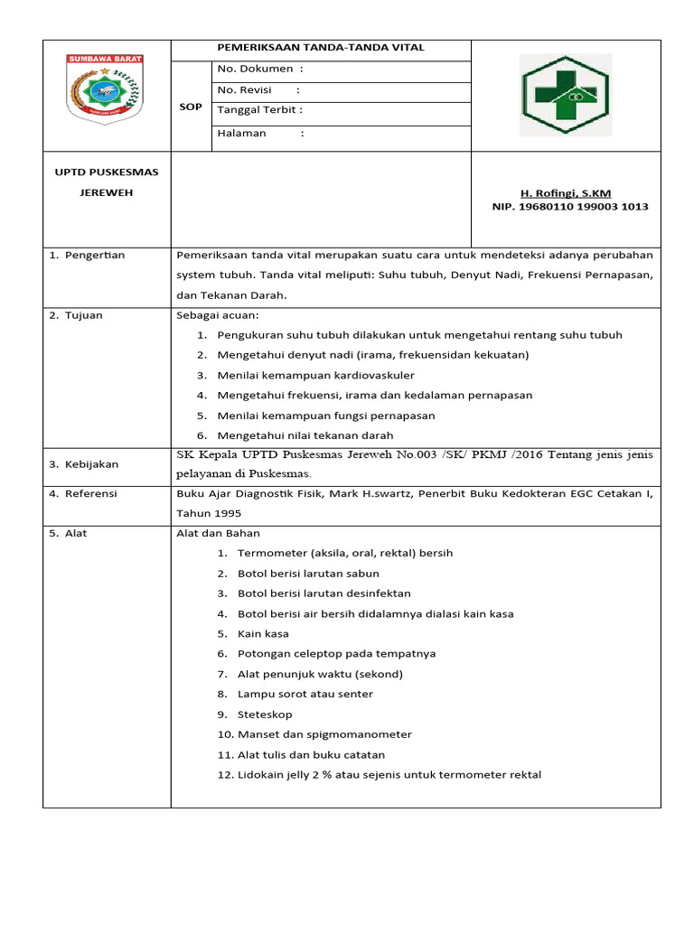 Sop Pemeriksaan TTV | PDF