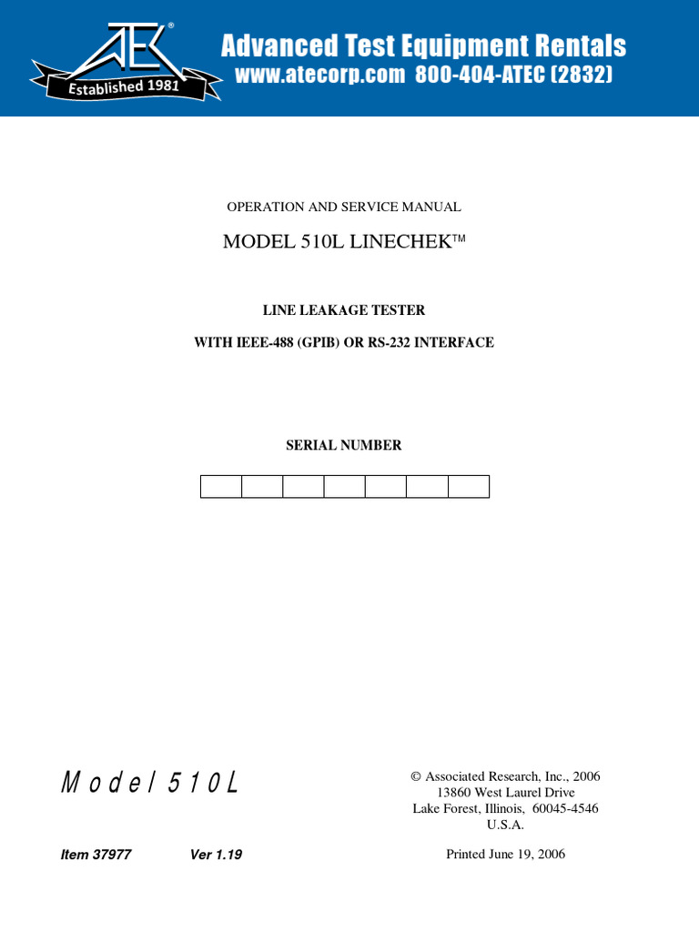 Associated-Research 510L Specifications | PDF | Alternating Current ...