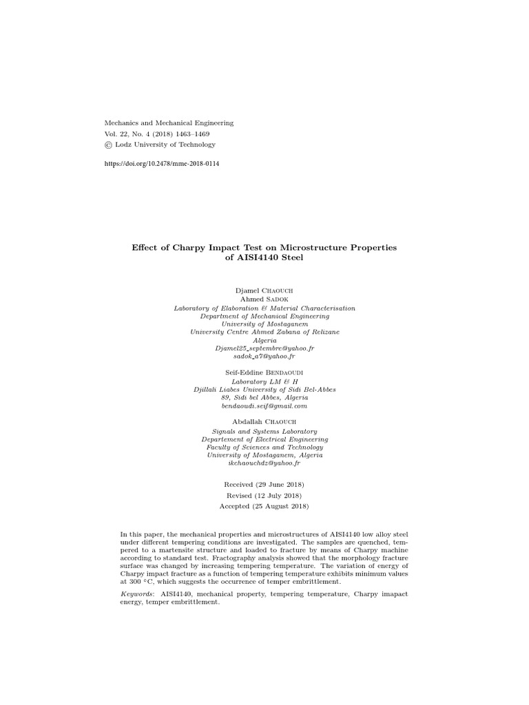 Effect of Charpy Impact Test On Microstructure Pro | PDF | Steel | Heat ...