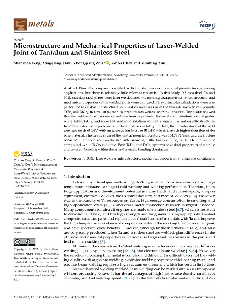 Microstructure and Mechanical Properties of Laser | PDF | Welding ...