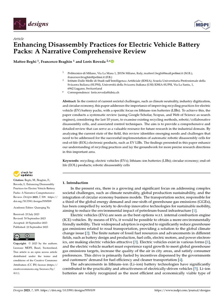 Enhancing Disassembly Practices For Electric Vehicle Battery Packs A ...