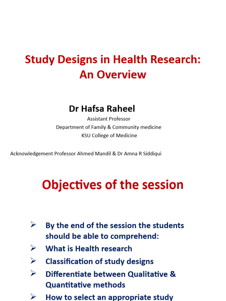 1-Introduction To Study Designs | PDF | Cohort Study | Experiment