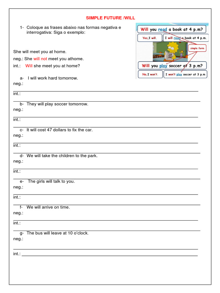 Simple Future Tense Exercises | PDF | Language Arts & Discipline