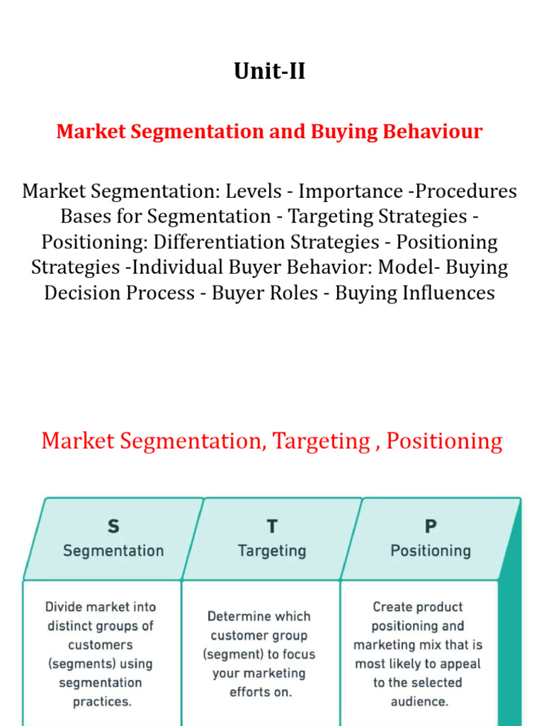 MM Unit - 2 | PDF | Market Segmentation | Consumer Behaviour