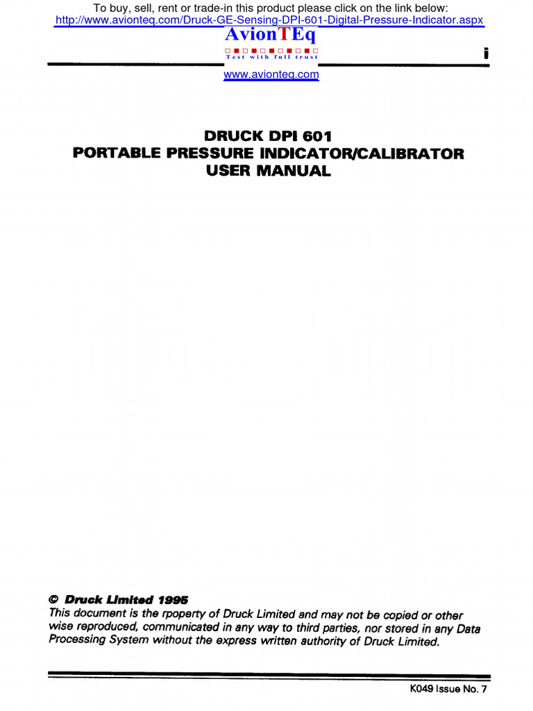 DPI 601 User Manual | PDF