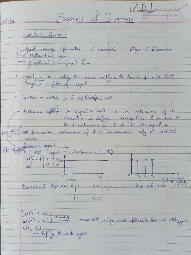 Notes on Signals And Systems Module 1 & 2 | PDF