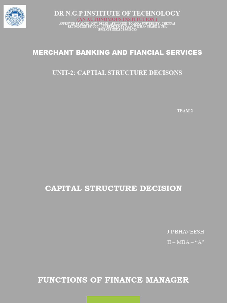 Capital Structure Decisions in Finance | PDF | Capital Structure ...