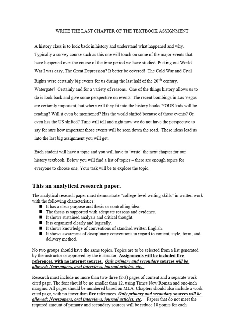 Write the Next Chapter Assignment | PDF | Tennessee | Citation