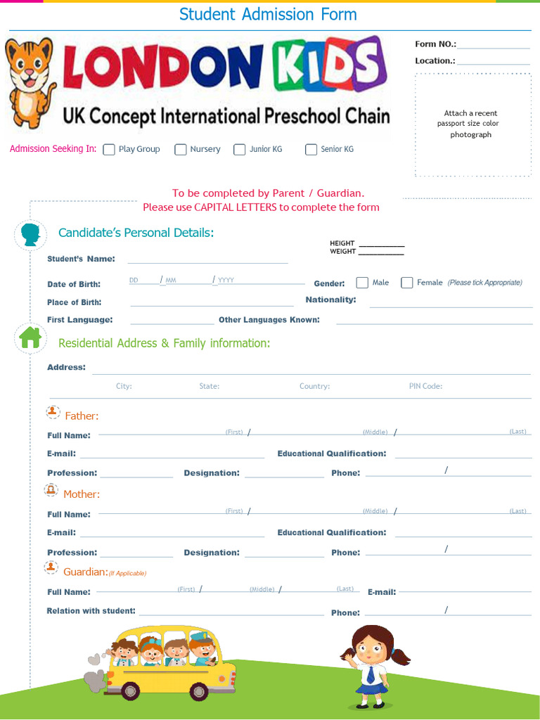 Preschool Admission Form Template | PDF