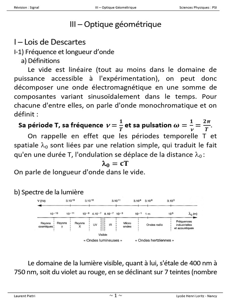 Introduction à l'Optique Géométrique | PDF | Lumière | Réfraction