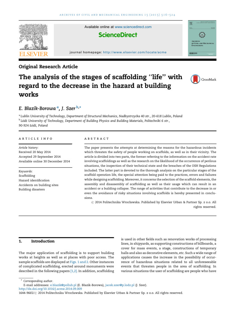 The Analysis of The Stages of Scaffolding Life'' With | PDF | Safety ...