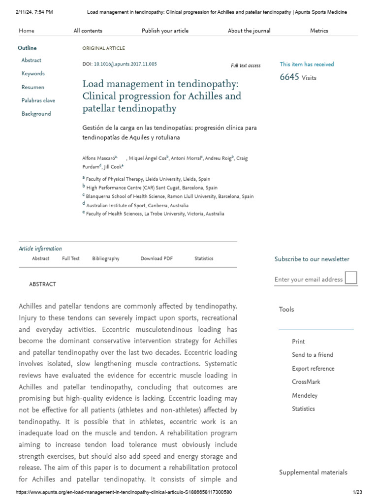 Load Management in Tendinopathy - Clinical Progression For Achilles and ...