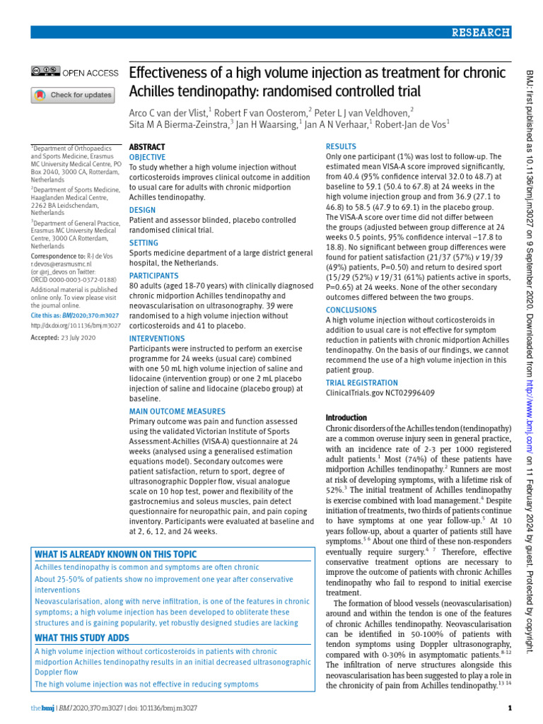 Effectiveness of A High Volume Injection As Treatment For Chronic ...