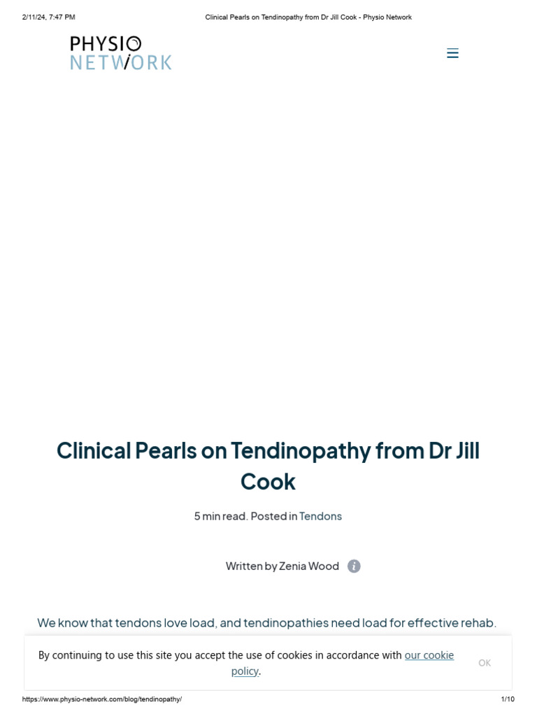 Clinical Pearls on Tendinopathy from Dr Jill Cook - Physio Network ...
