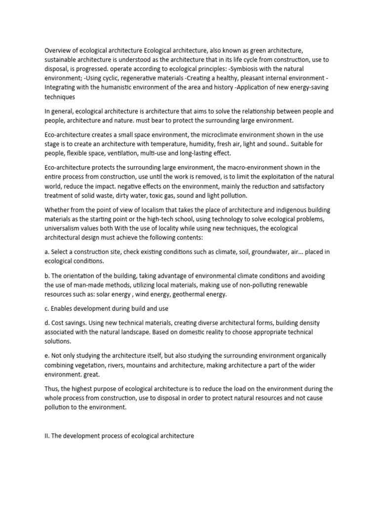 Critical Thinking Project | PDF | Sustainable Architecture | Ecology