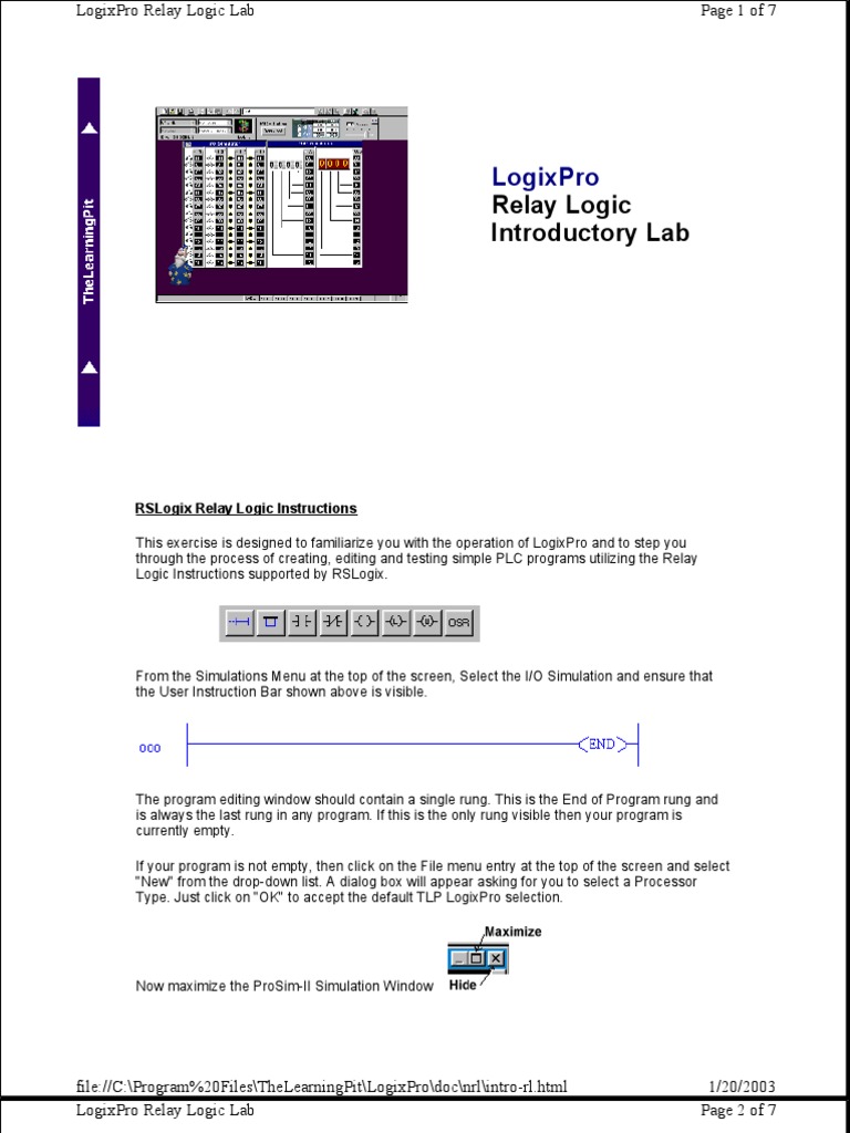 LogixPro Relay Logic Lab Guide | PDF | Programmable Logic Controller ...