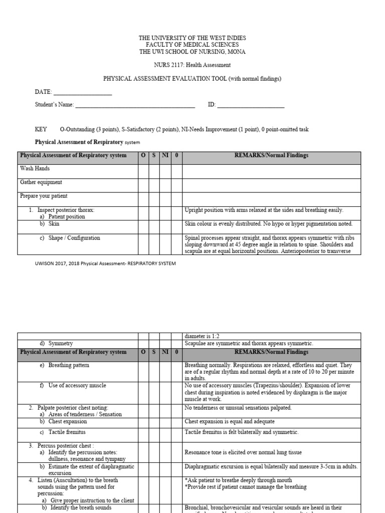 Respiratory System Assessment Tool | PDF | Thorax | Respiratory System