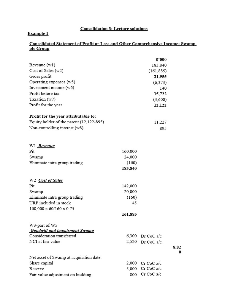 Consolidated Financial Statements Examples | PDF | Income | Goodwill ...