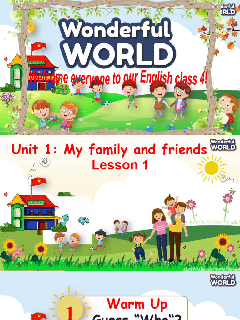 Tieng Anh Lop 4 Wonderful World Unit 1 My Family and Friends 15092023 | PDF