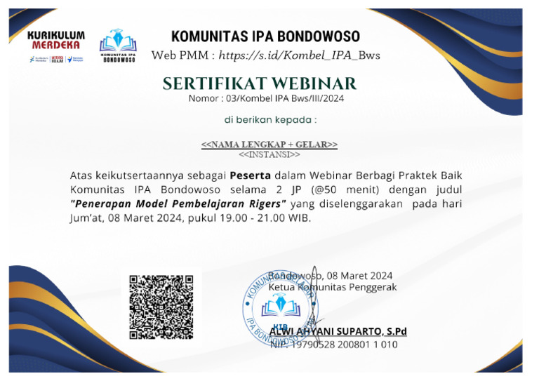 Sertifikat Webinar KIB 03 | PDF