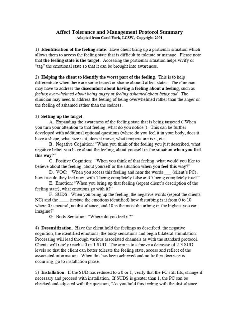 Yorks Affect Tolerance | PDF | Feeling | Emotions