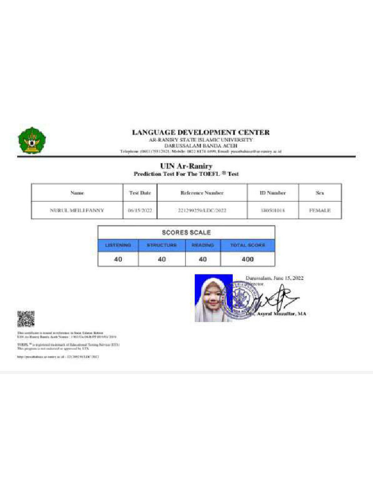 Sertifikat Toefl | PDF