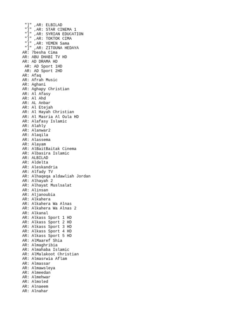 Arabic TV Channels and Programs List | PDF | Television Network ...