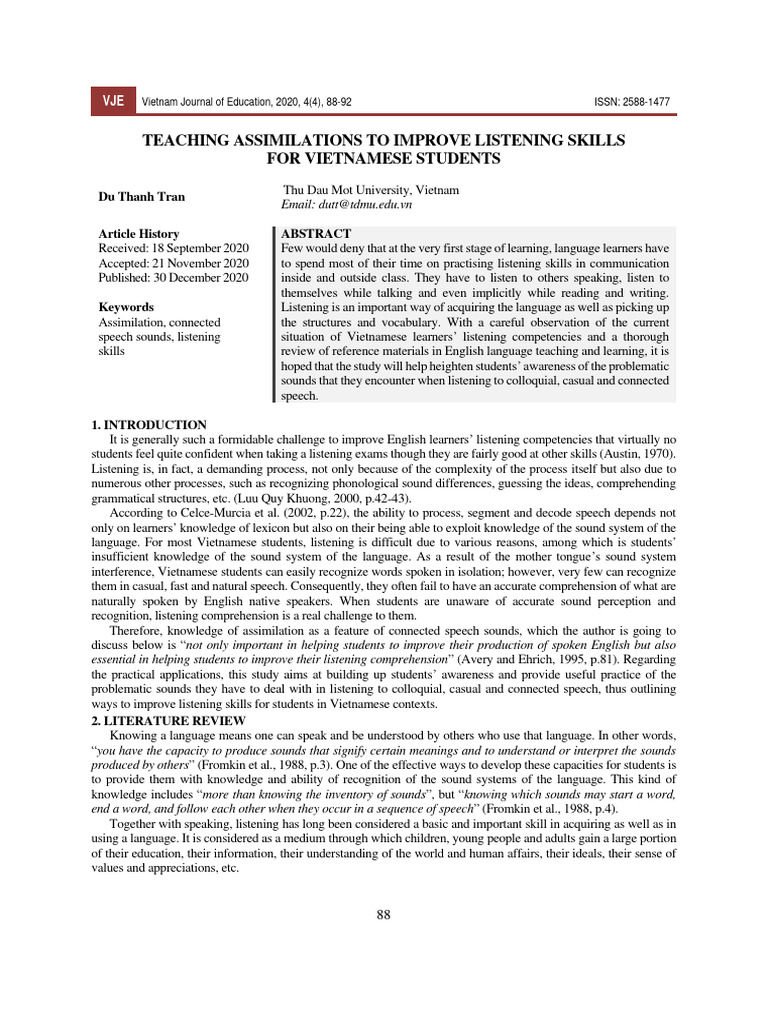 Assimilation and Listening | PDF | Reading Comprehension | Speech