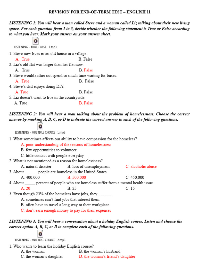 Revision for End-Of-term Test English 11 | PDF | Bullying | Cyberbullying