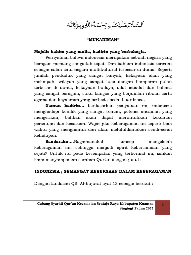 Syarhil Qur'an Indonesia Semangat Kebersaan Dalam Keberagaman | PDF