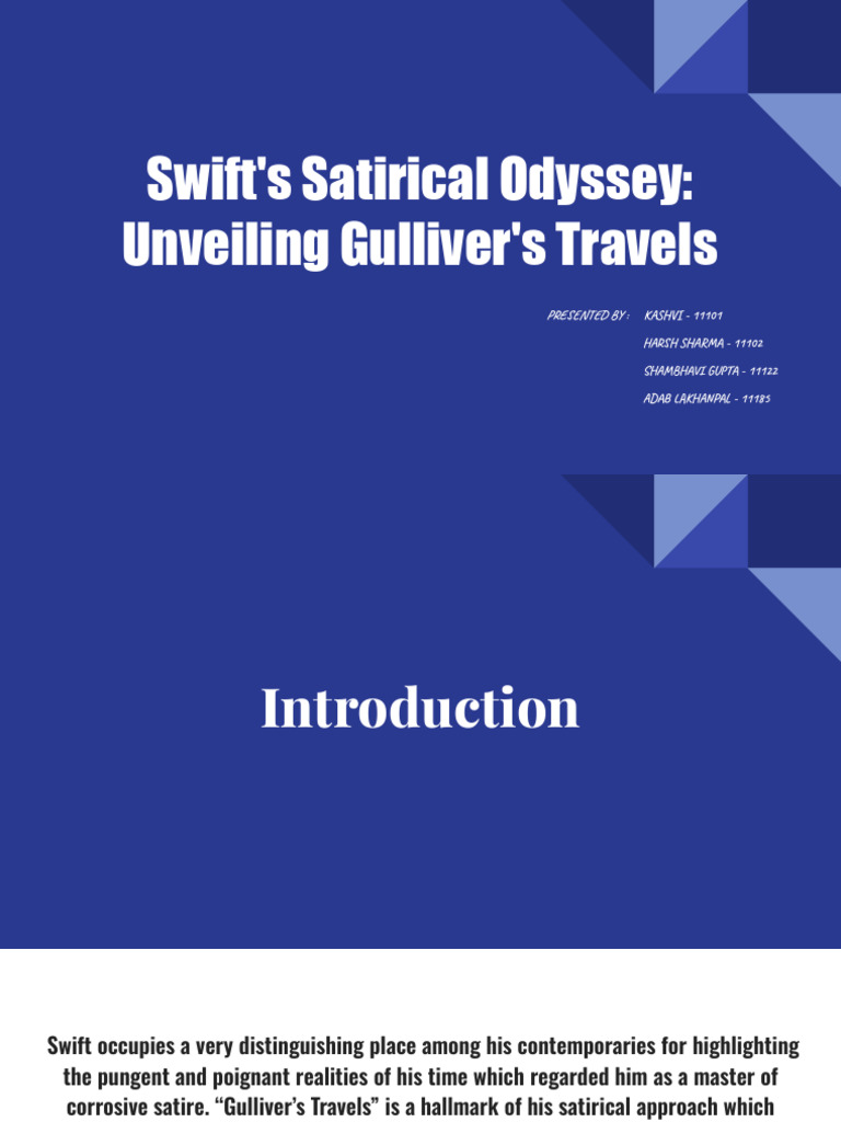 Swift's Satirical Odyssey - Unveiling Gulliver's Travels | PDF ...