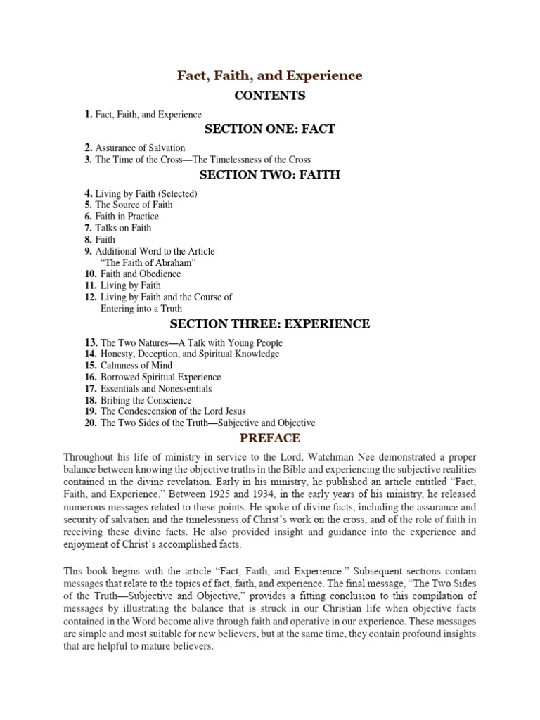 Fact, Faith, and Experience | PDF | Eternal Life (Christianity) | Salvation