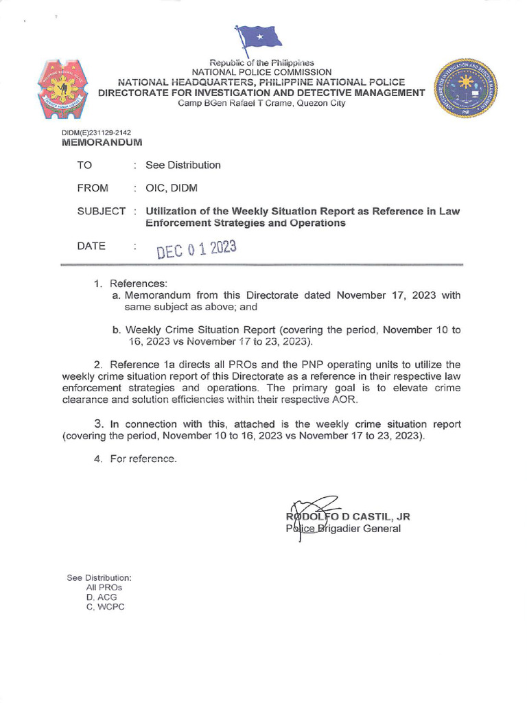 UTILIZATION OF THE WEEKLY SITUATION REPORT AS REFERENCE IN LAW ...