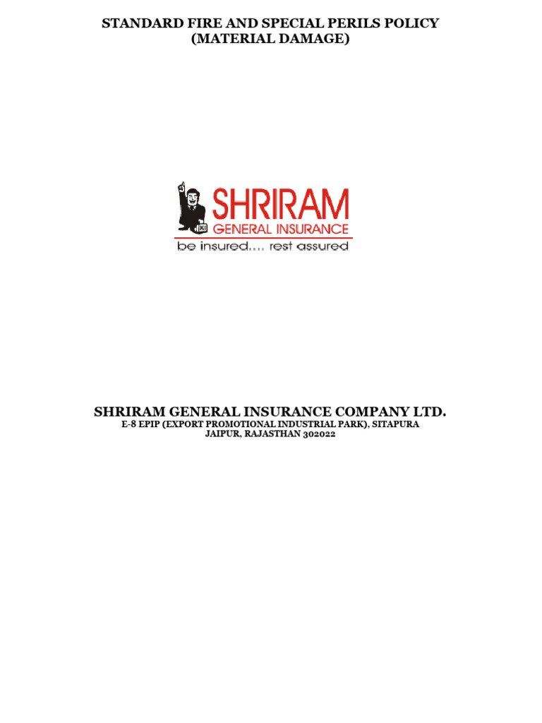 Standard Fire and Special Perils - GEN312 | PDF | Insurance | Indemnity