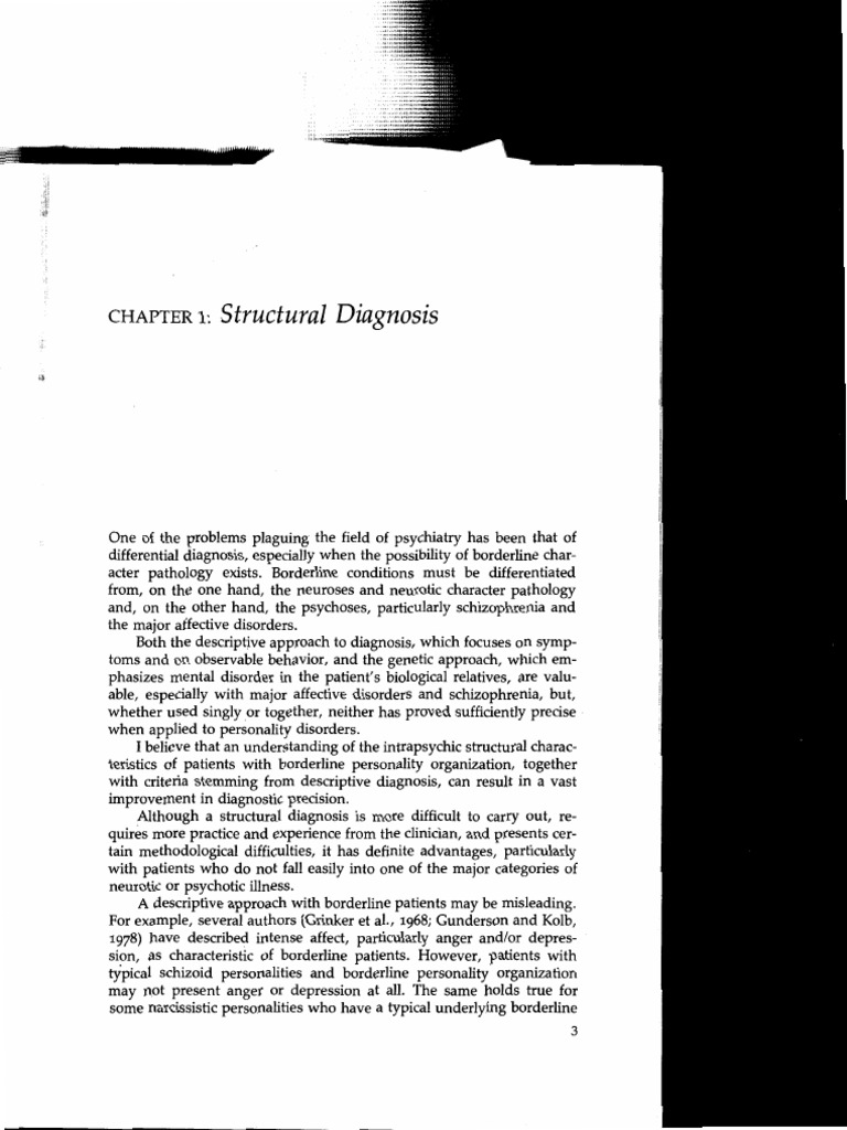 PSA Kernberg Severe Personality Disorders Chap 1 | PDF | Borderline ...