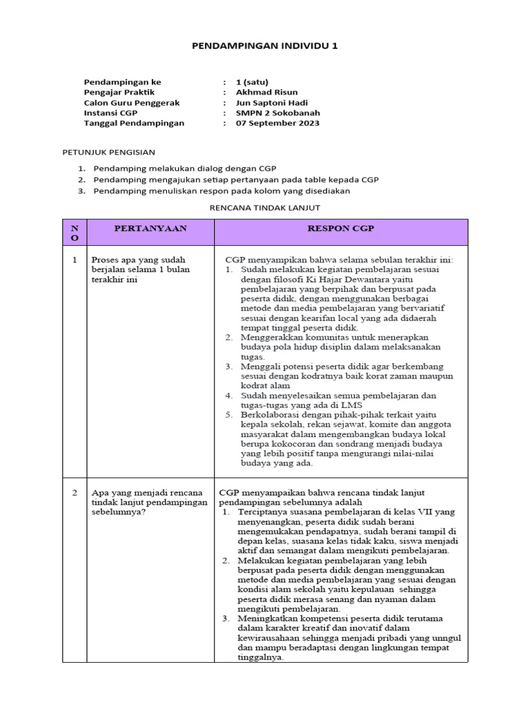 Form RTL - PI 1 - CGP JUN SAPTONI HADI | PDF