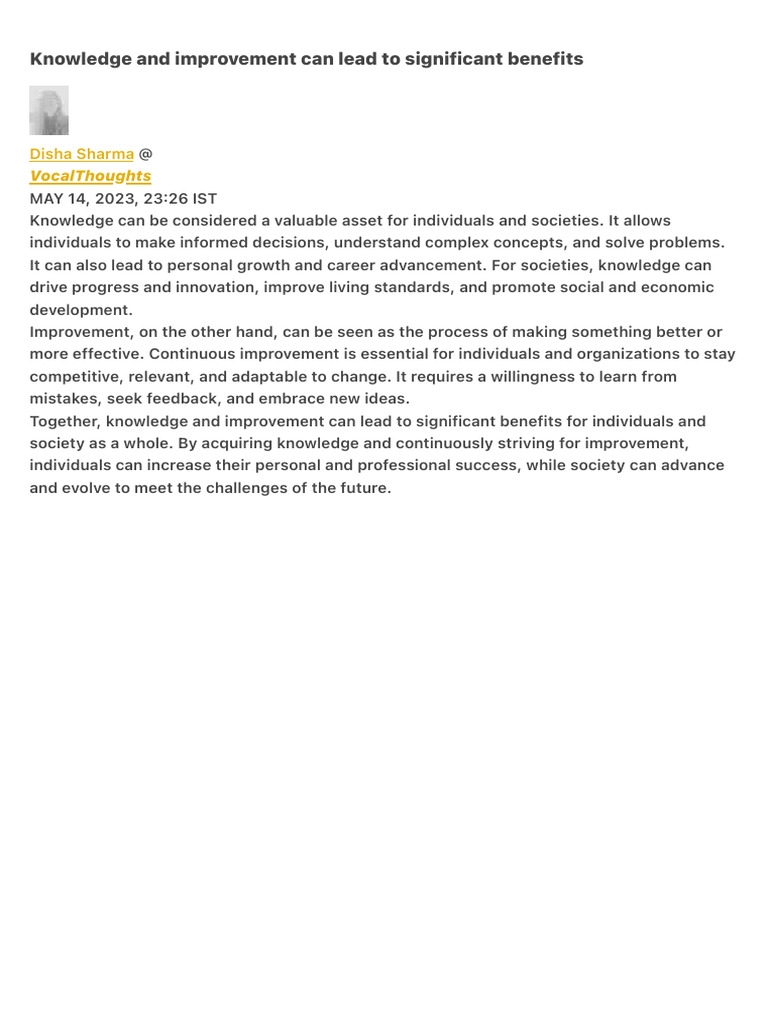 Knowledge & Growth for Success | PDF
